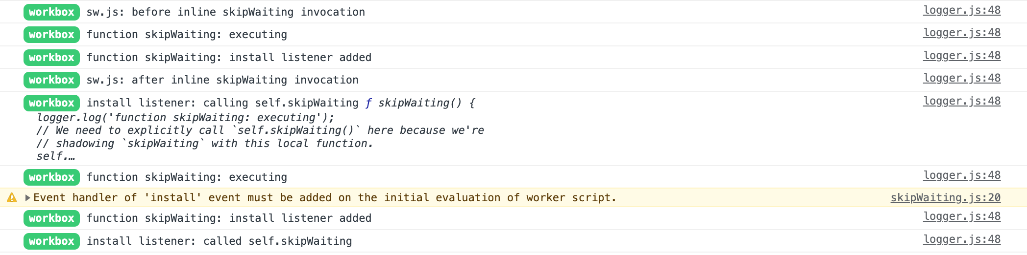 skipWaiting() fails to activate waiting service worker · Issue #2302 · GoogleChrome/workbox · GitHub