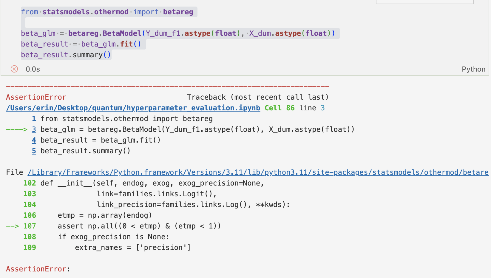 Recursive errors with BetaModel · Issue #9048 · statsmodels/statsmodels · GitHub