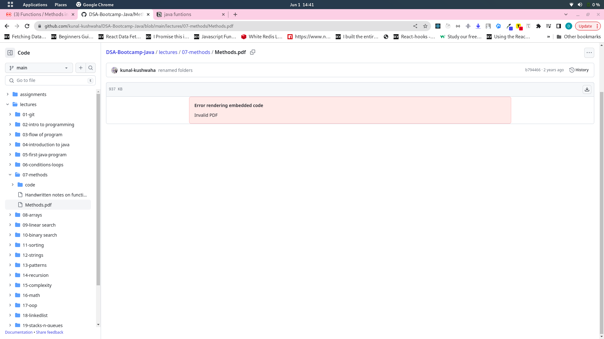 Pdf File Is Not Opening · Issue 1035 · Kunal Kushwaha Dsa Bootcamp