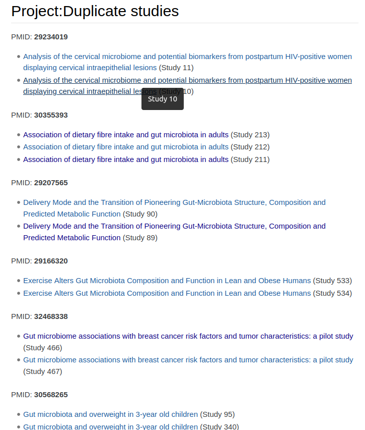 duplicate studies · Issue #106 · waldronlab/BugSigDB · GitHub