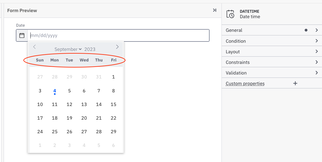Saturday Is Not Visible In The Calendar View Of The Datepicker · Issue 