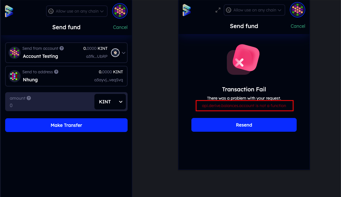 Can not send fund/XCM transfer of the Kintsugi Chain · Issue #332 · Koniverse/SubWallet ...