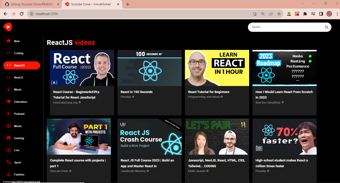 GitHub - nimrahSohail/Youtube-Clone: A YouTube clone app is a platform designed to emulate the ...