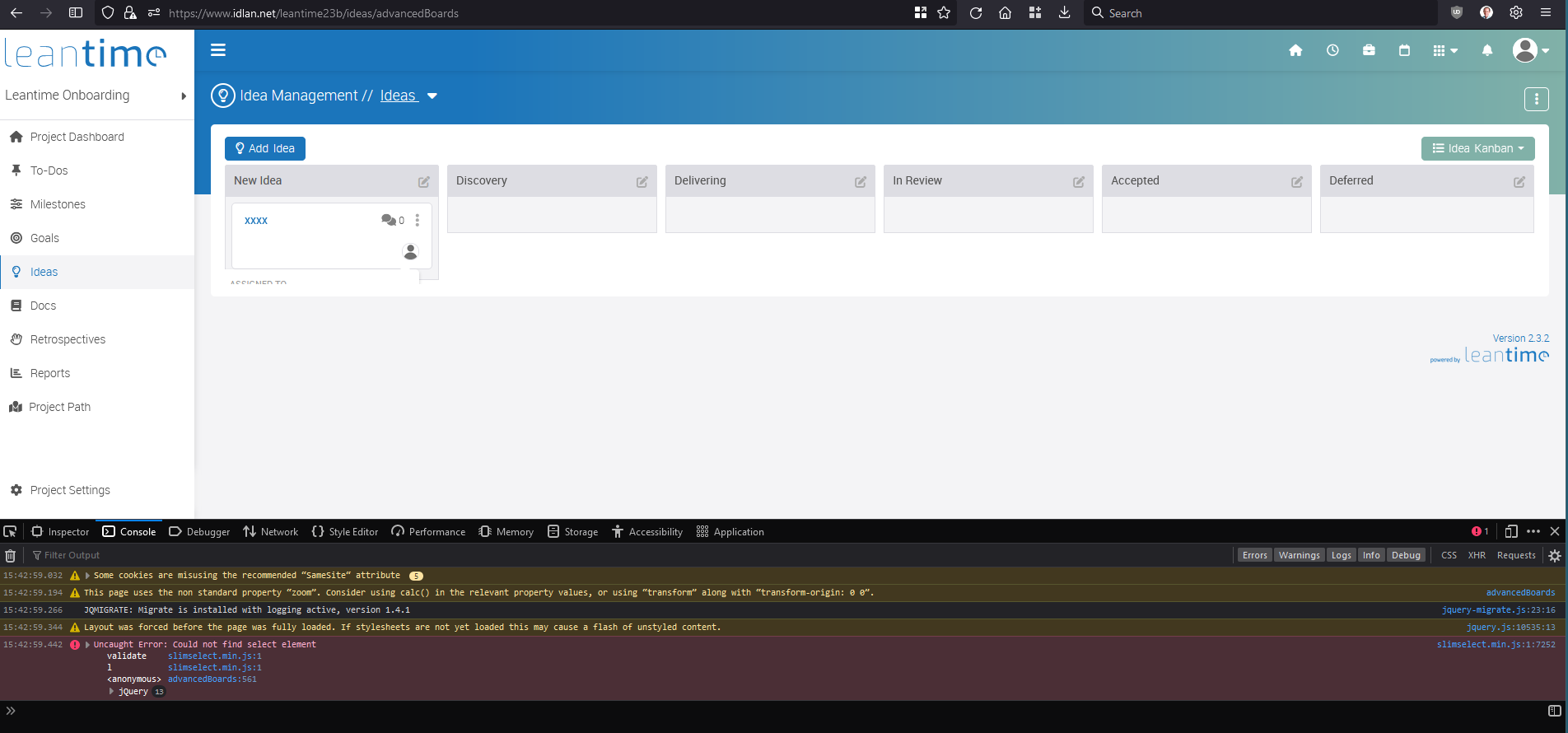 [BUG] Idea management does not work · Issue #1231 · Leantime/leantime · GitHub