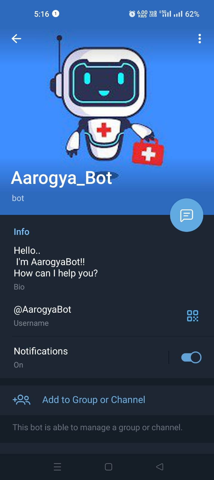 GitHub - DhanuSzade/Aarogya_Telegram_Bot: This is a Medical Telegram Bot . Which name is Aarogya ...