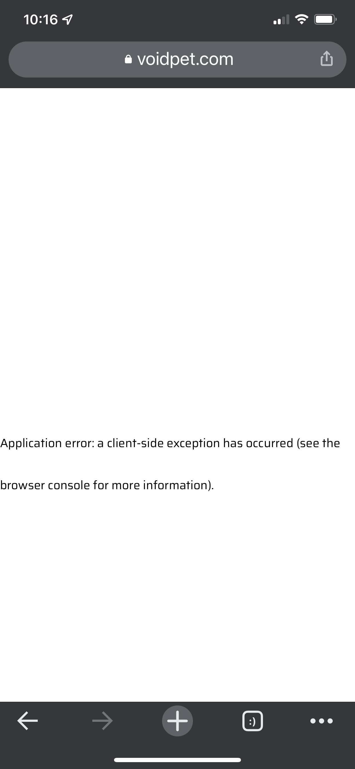 Application Error · Issue #390 · voidpet/bugs · GitHub
