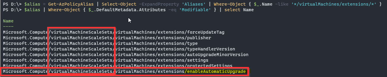 Modifiable Alias Missing For Microsoftcomputevirtualmachines
