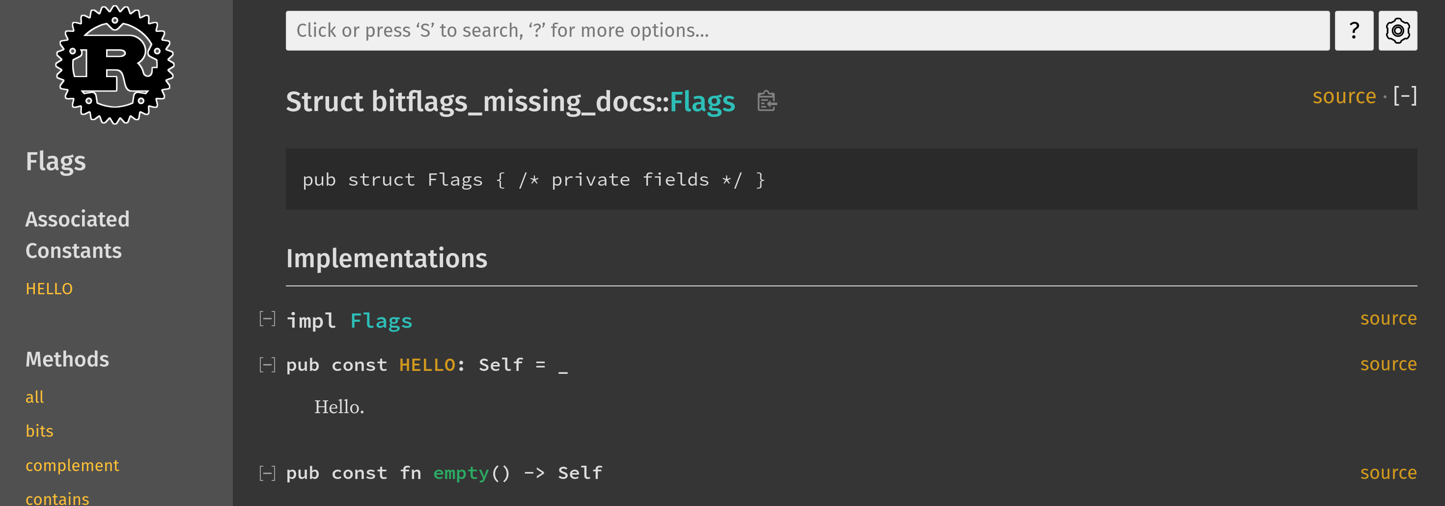 Regression in v2: flag constants no longer appear in `cargo doc` output · Issue #320 · bitflags ...