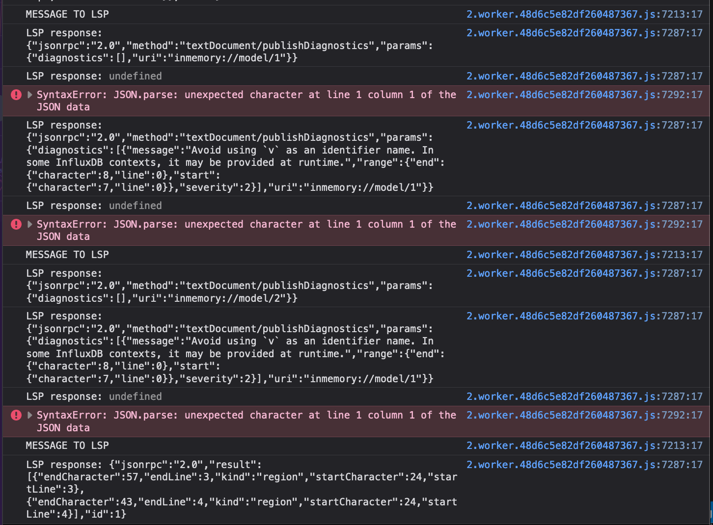 publishDiagnostics responds with an extra blank (undefined) message. · Issue #5073 · influxdata ...