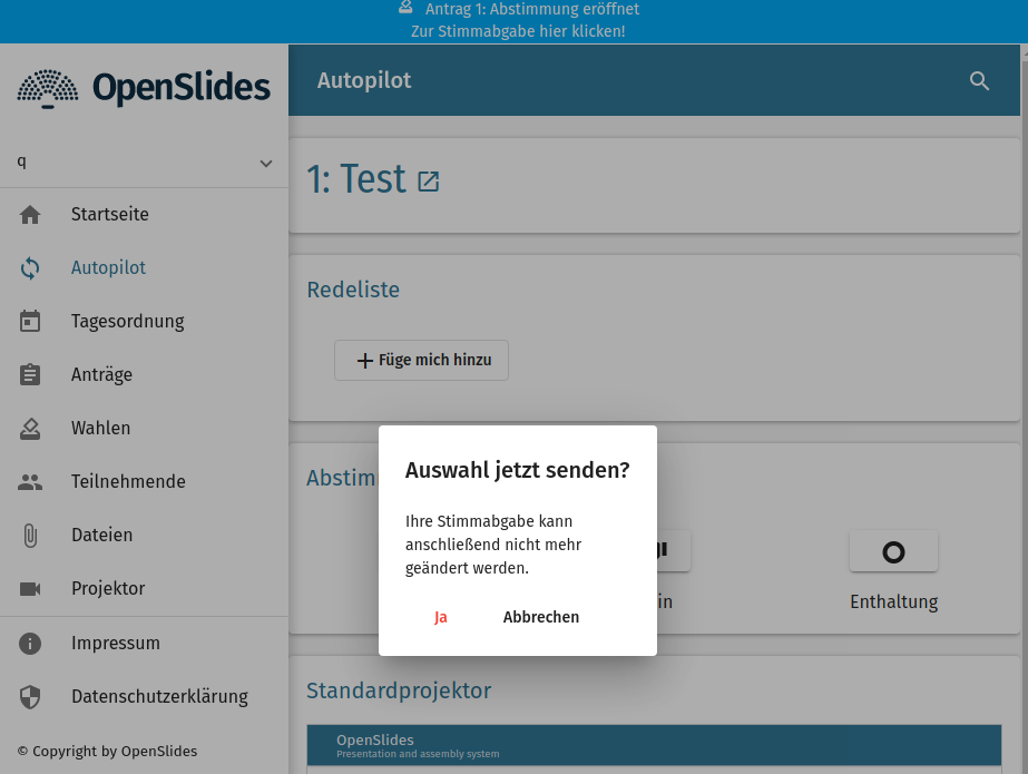 Empty material dialogue after submitting a vote via auto pilot view · Issue #5653 · OpenSlides ...