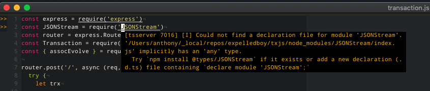 Errors from tsserver on vanilla javascript project configured to use standard styling · Issue ...