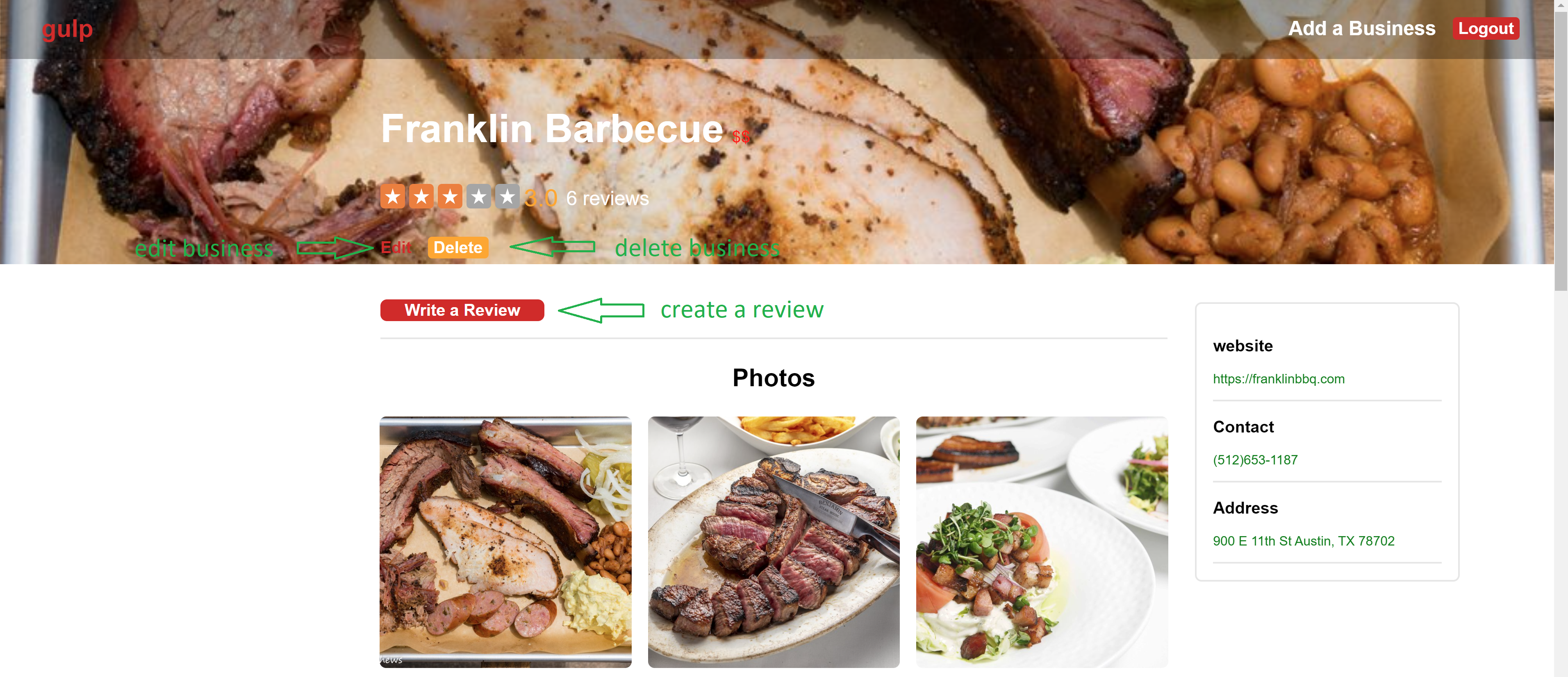 GitHub - zhihongliu81/gulp: clone of yelp