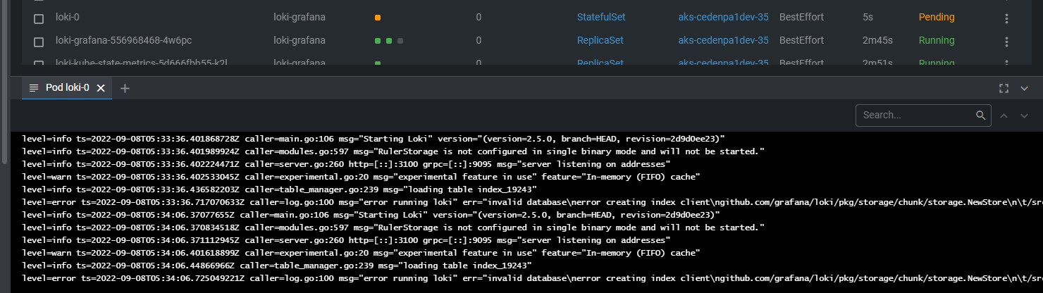 [loki-stack] invalid database\nerror creating index · Issue #1724 · grafana/helm-charts · GitHub