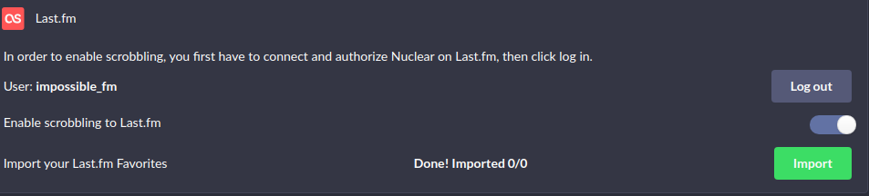 Cannot import from last.fm. Done! Imported 0/0 · Issue #1361 · nukeop/nuclear · GitHub