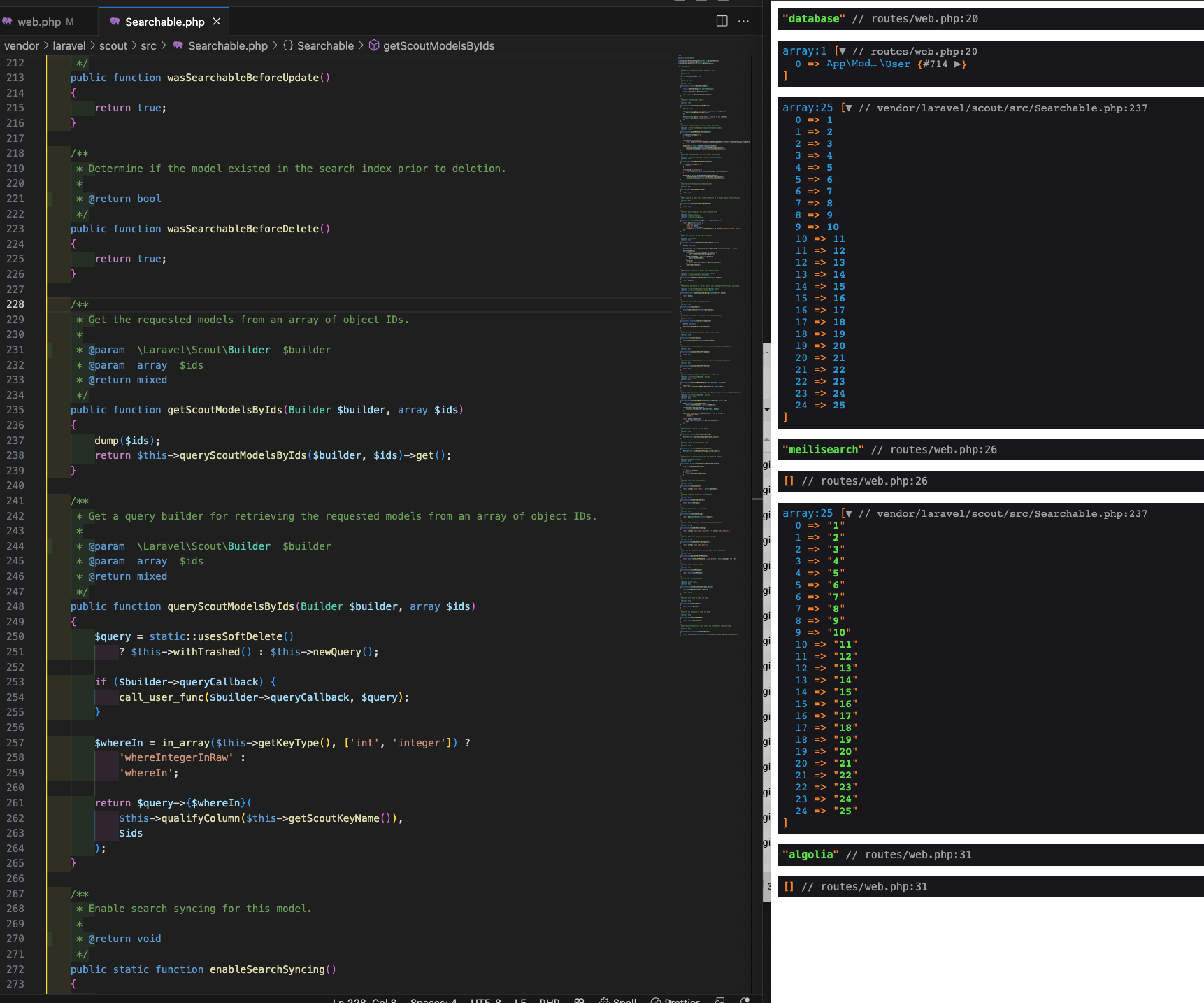 Meilisearch return inconsistent results compared to database/algolia driver when using `take ...