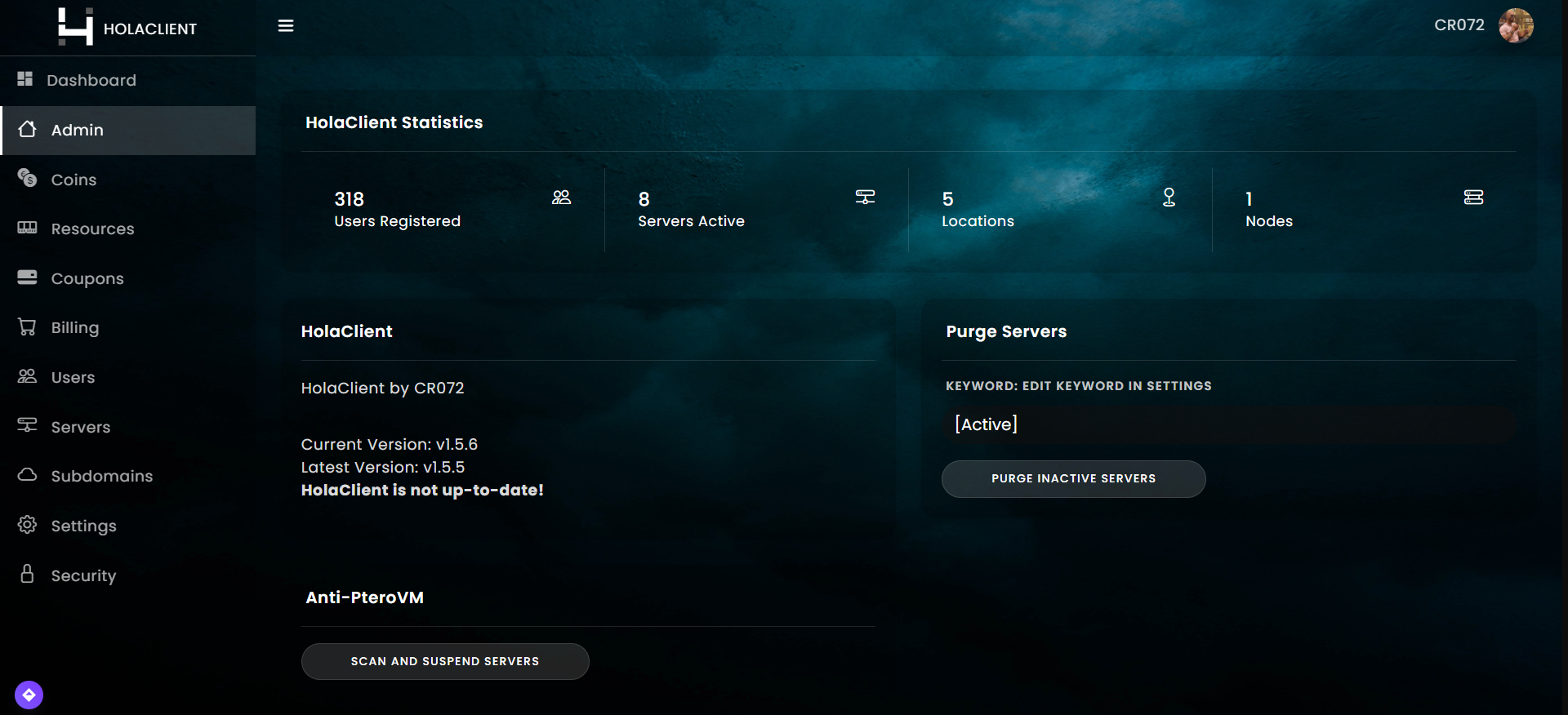 GitHub - HolaClient/HolaClient: A modern and sleek design dashboard for Pterodactyl & Jexactyl ...