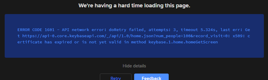 Certificate Expired · Issue 24871 · Keybaseclient · Github 