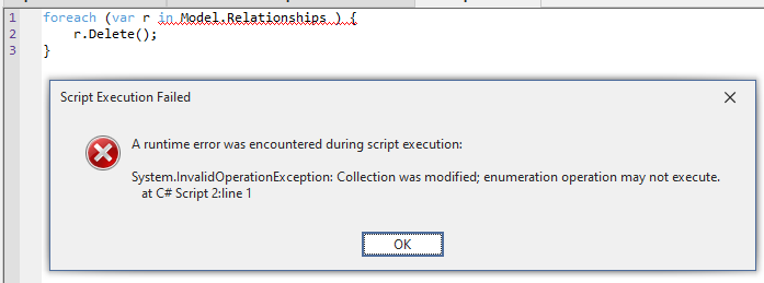 C# Script: Delete Relationship · Issue #826 · TabularEditor/TabularEditor3 · GitHub