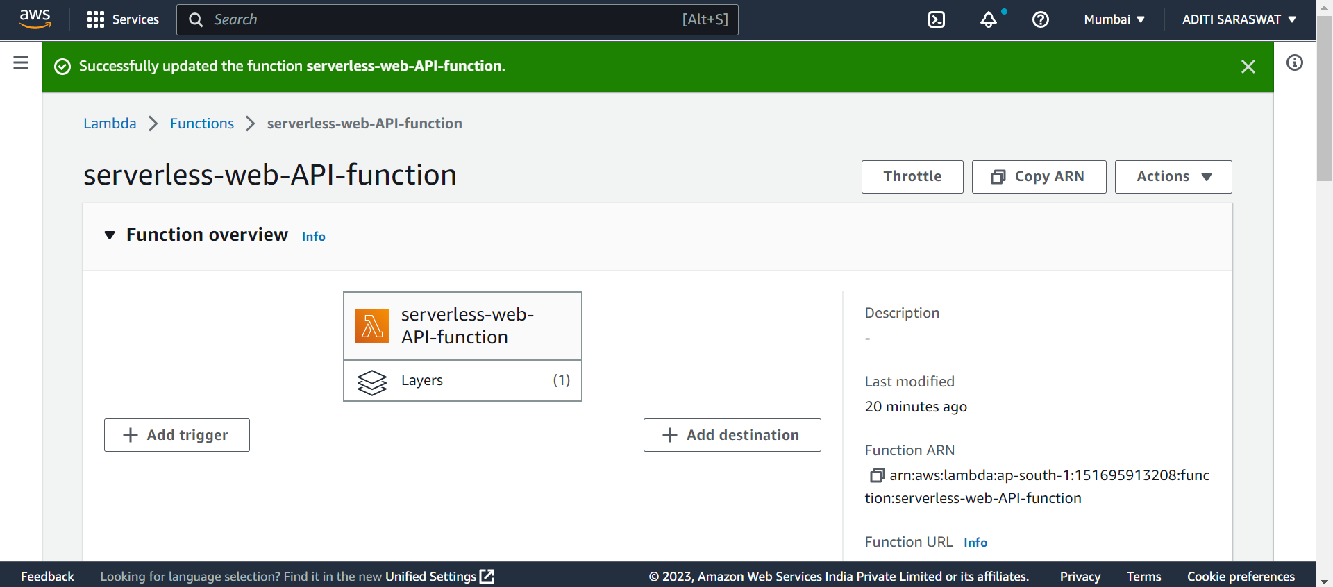 Github Itsaditisaraswataws Serverlessrestapi Serverless Rest Api Using Aws Lambda And Amazon