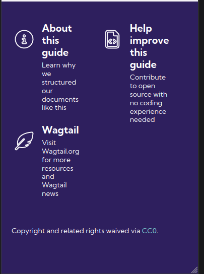 set footer to column in mobile view by VictoriaAjala · Pull Request #246 · wagtail/guide · GitHub