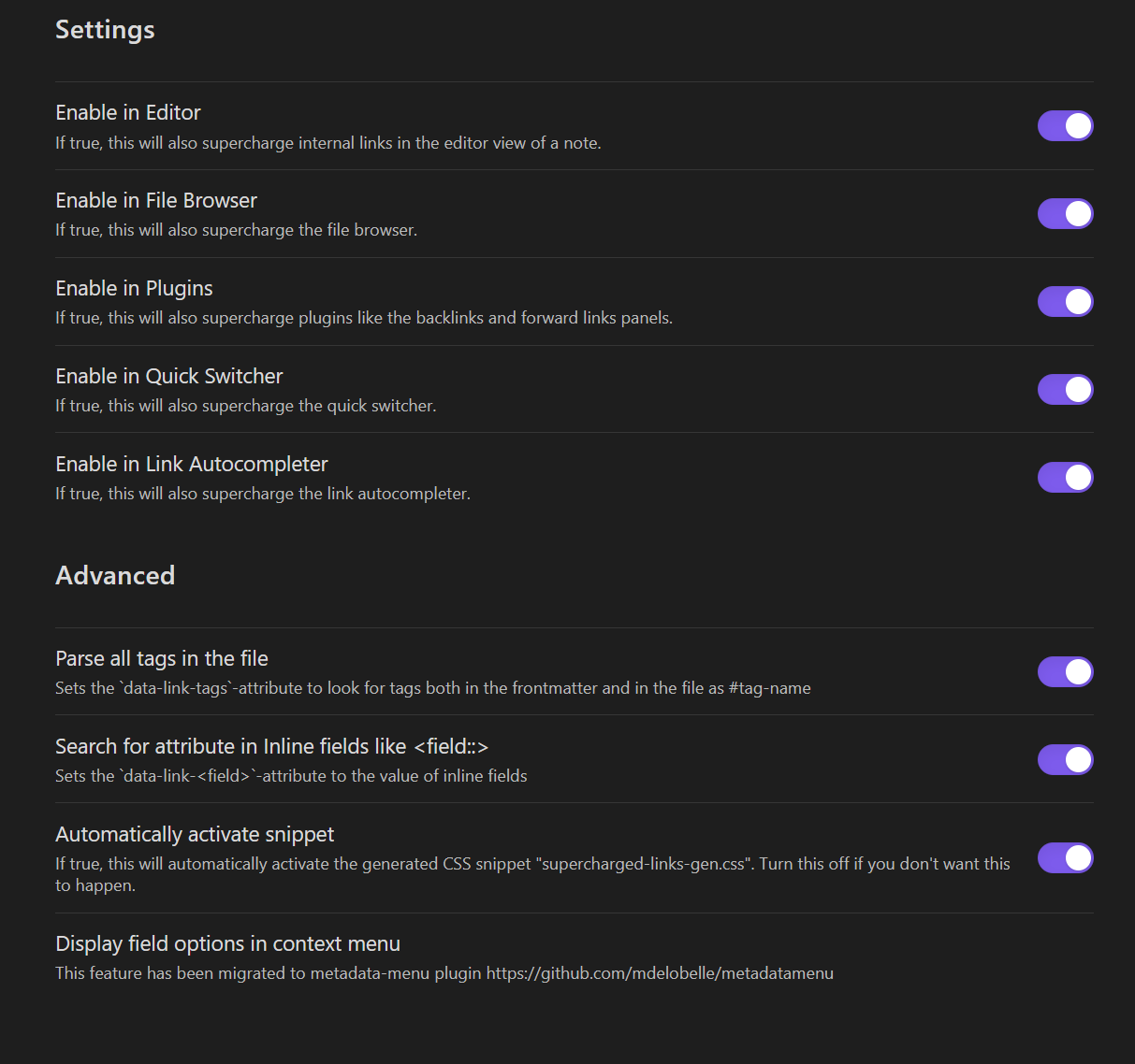 No Supercharged Links option in Style Settings · Issue #137 · mdelobelle/obsidian_supercharged ...