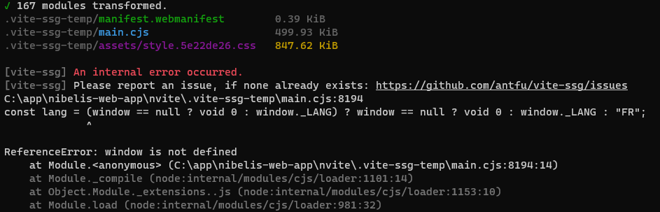 [vite-plugin-pwa] 'statSync' is not exported by __vite-browser-external ...