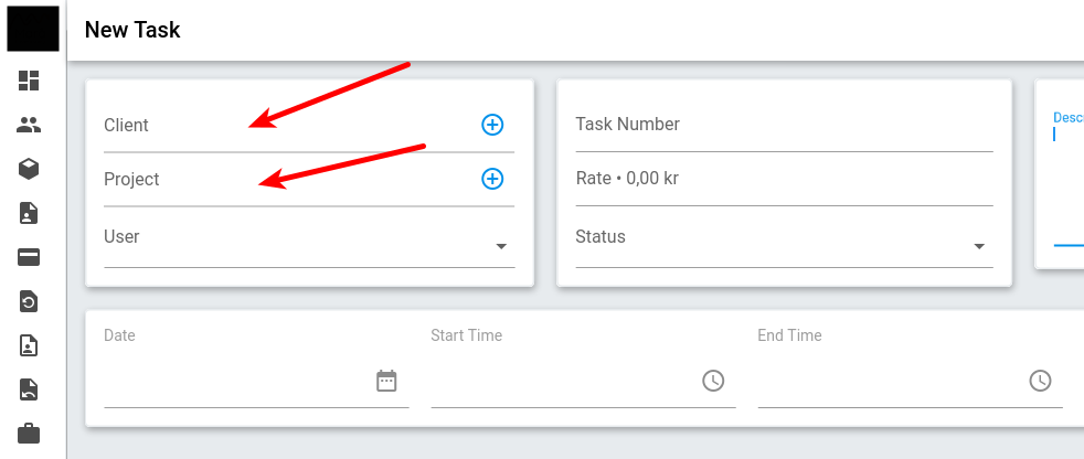 New task created within a Project's Task List should automatically have Client and Project pre ...