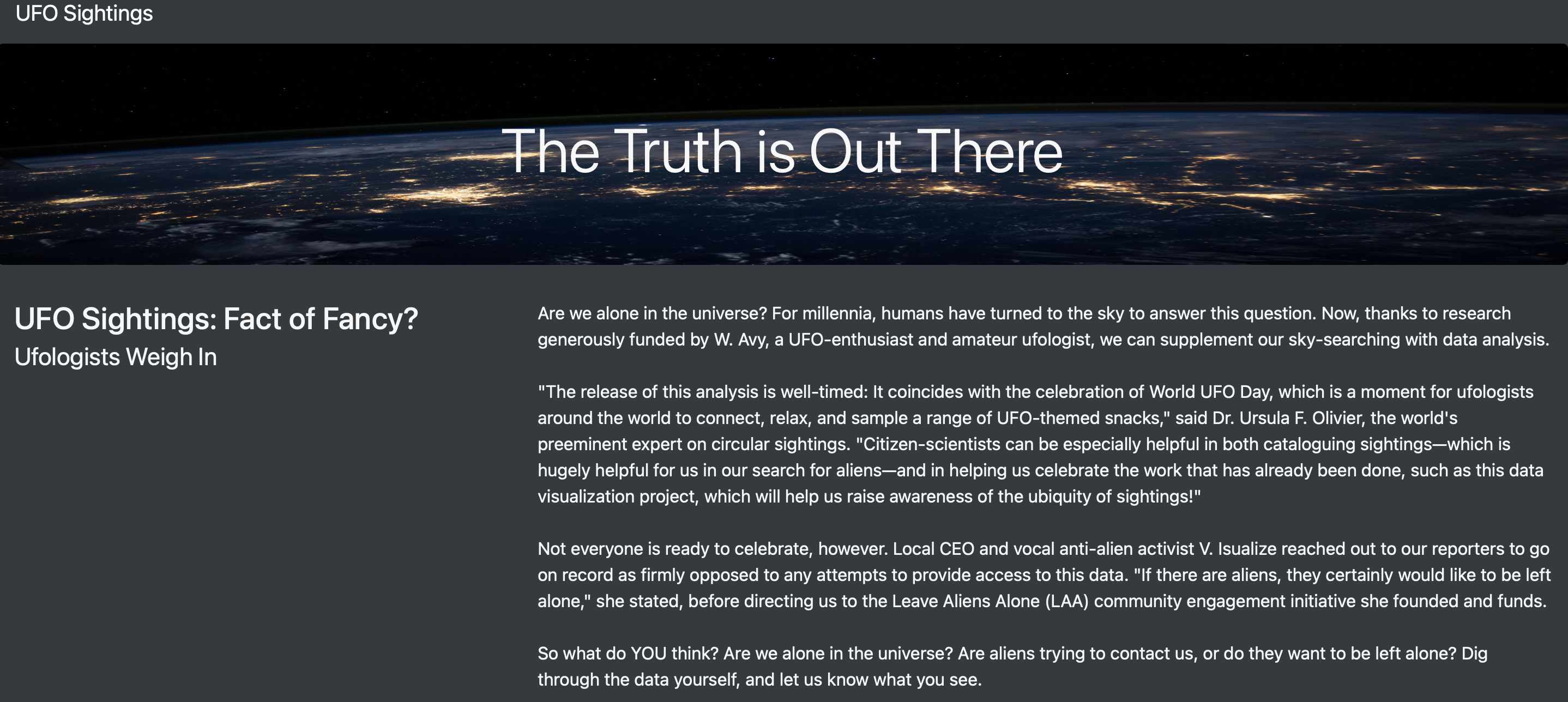 GitHub - dwlscott/UFOs: Mod-10 JavaScript, Bootstrap and UFO