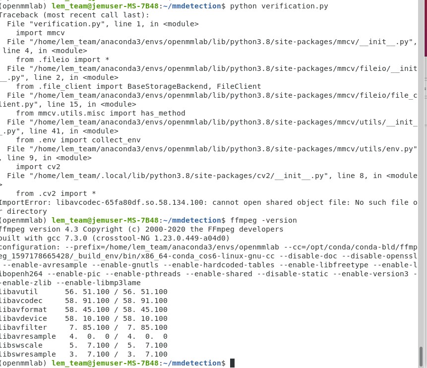 ImportError: libavcodec, error · Issue #8373 · open-mmlab/mmdetection · GitHub