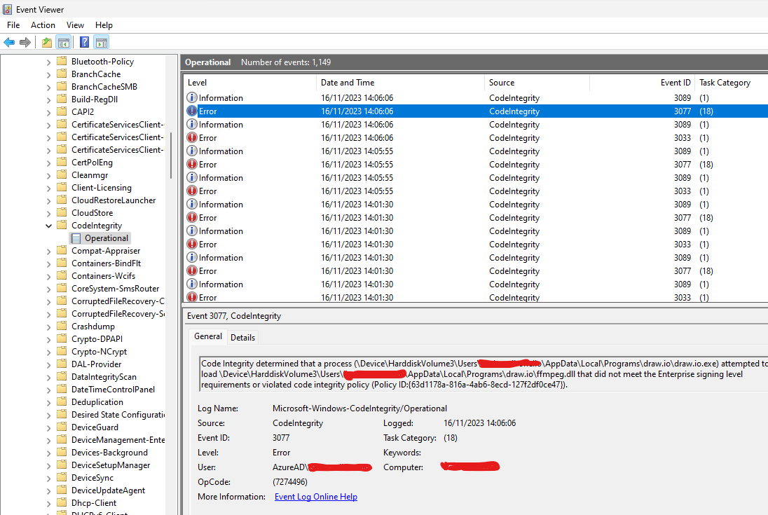 Microsoft CodeIntegrity - Error · Issue #1533 · jgraph/drawio-desktop · GitHub