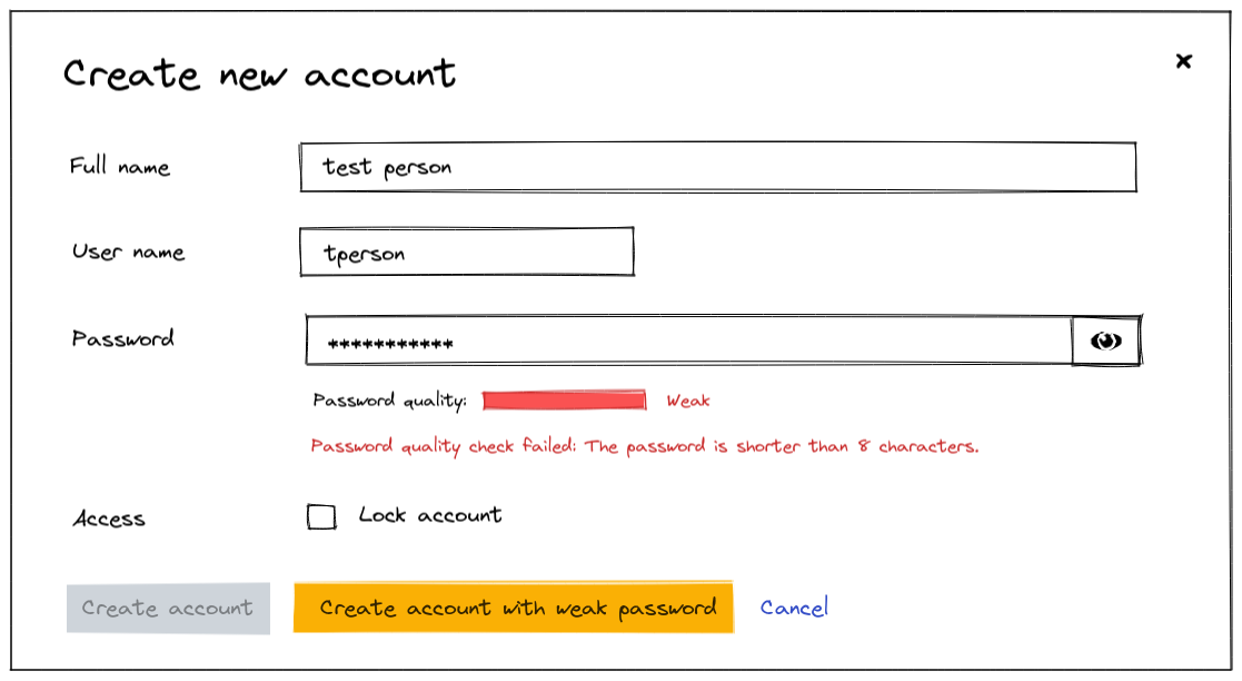 accounts: Creating password with weak accounts uses a double-tap button, but should use an ...