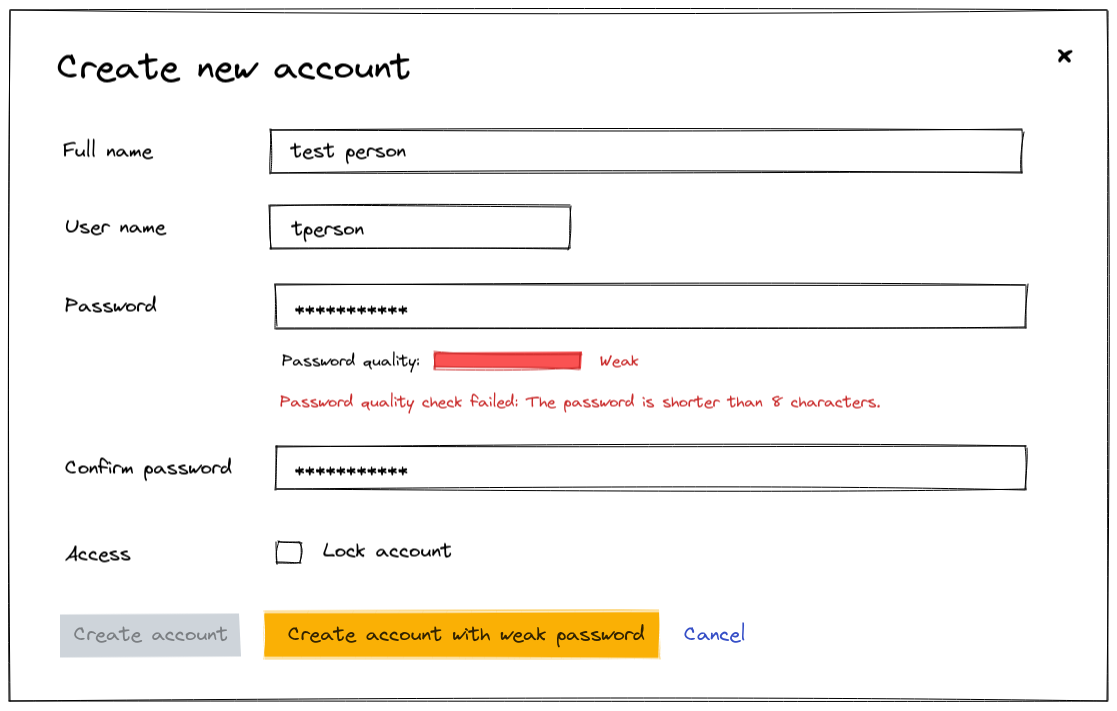 accounts: Creating password with weak accounts uses a double-tap button, but should use an ...