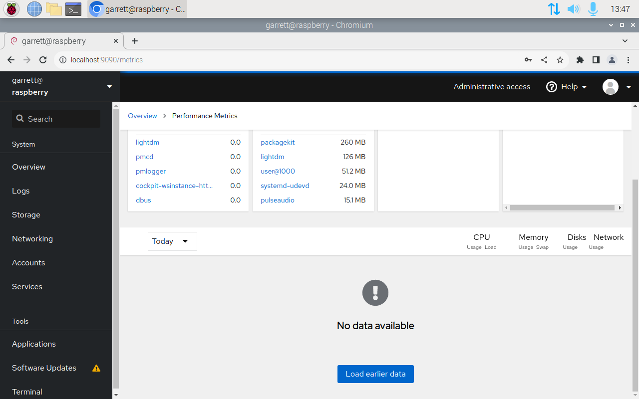 Performance Metrics No Data Available · Issue 18229 · Cockpit Project Cockpit · Github