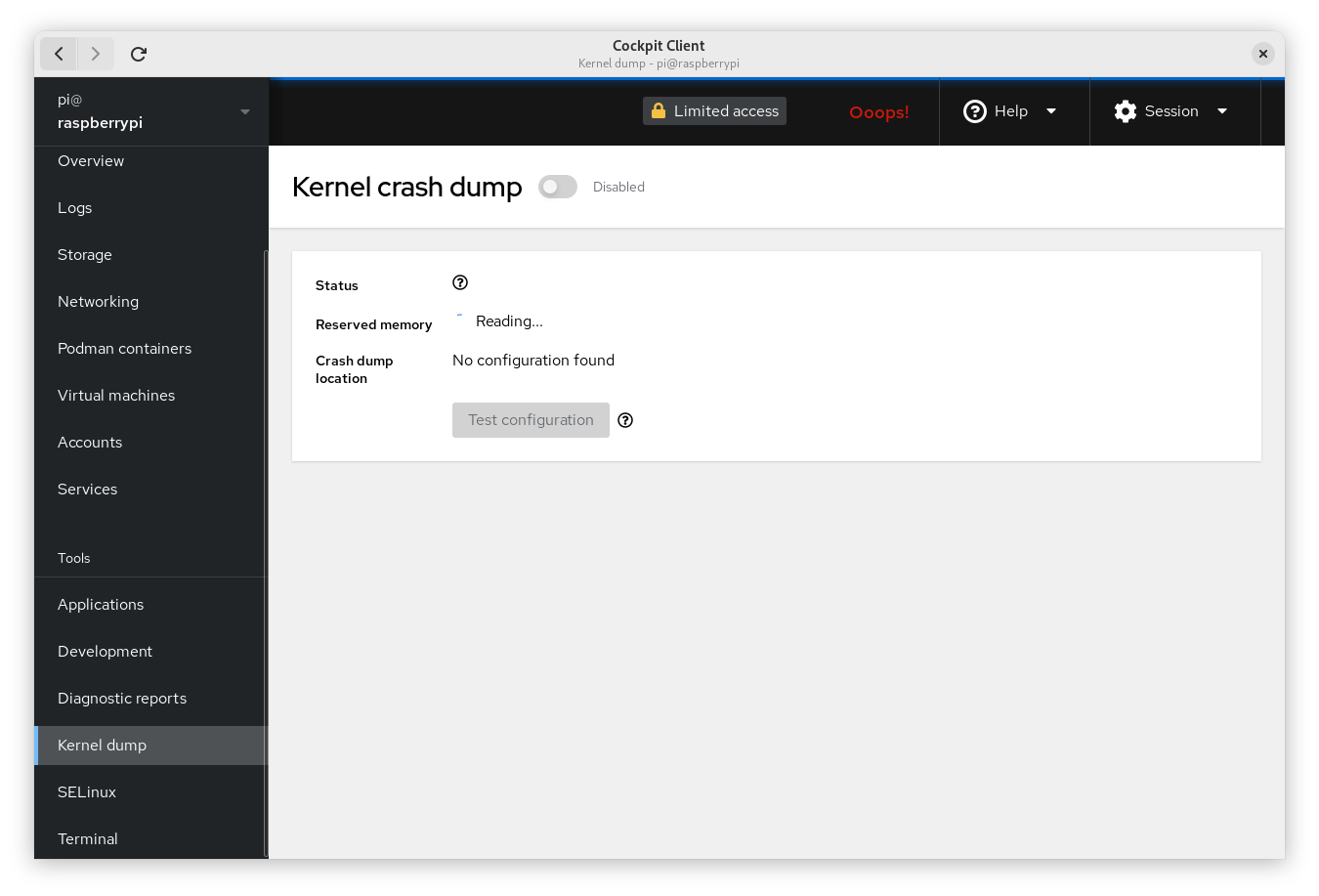network-manager, udisks, kdump, sosreport, podman, machines: Hide pages with missing ...