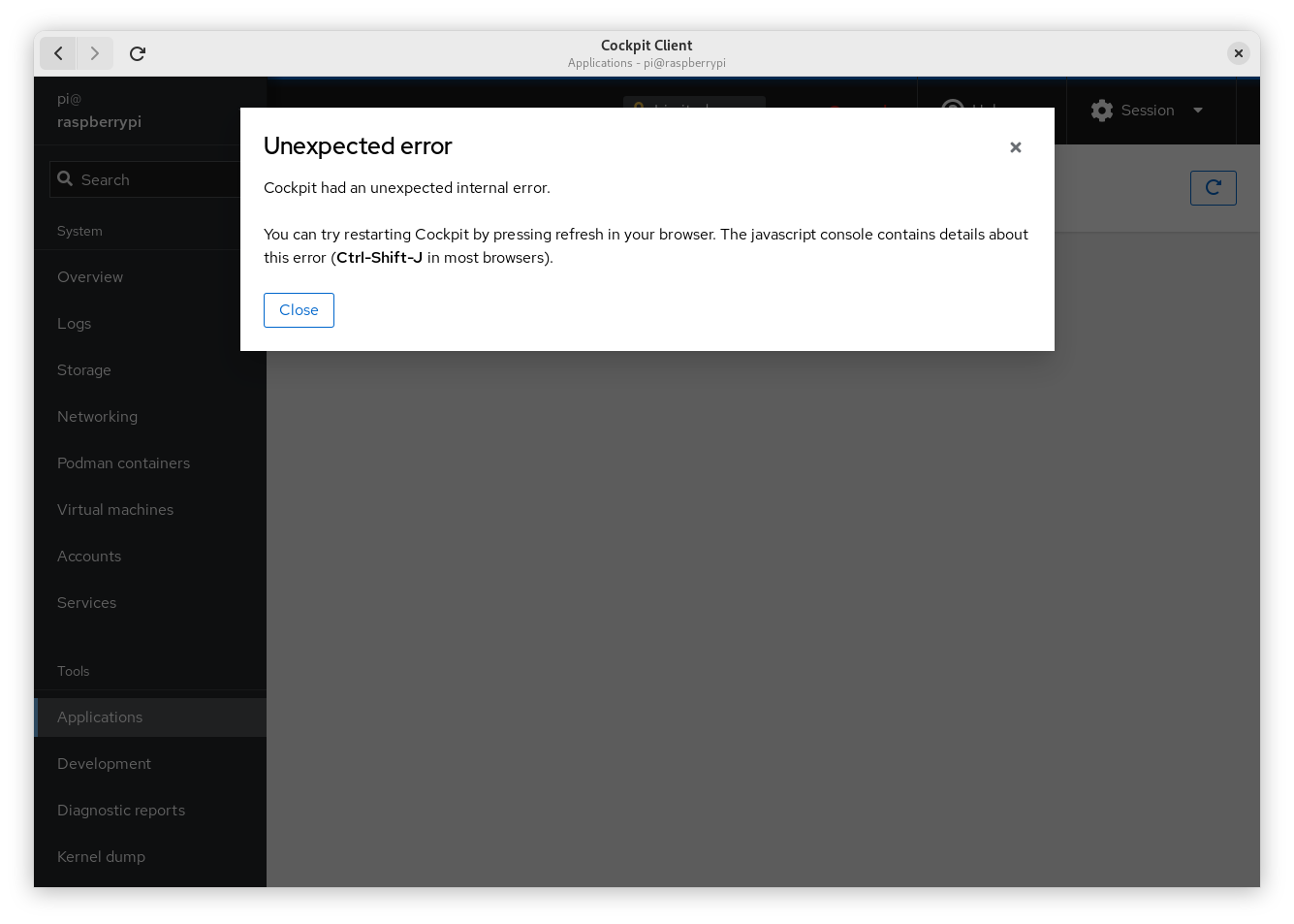 Ctrl-Shift-J doesn't work in Cockpit Client; we may want to change the ...