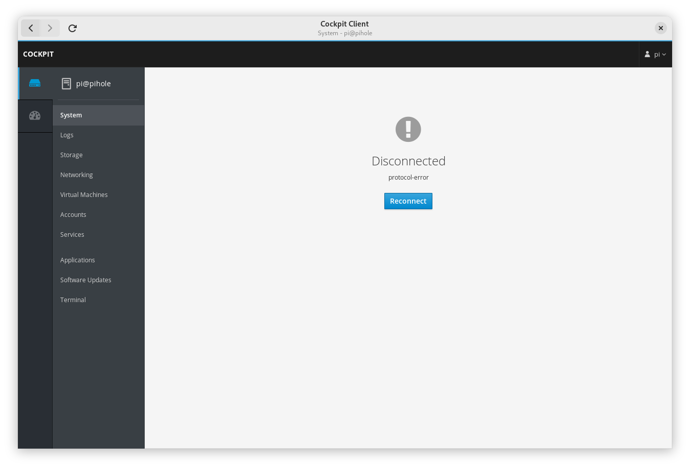 Cockpit Client (beta) has issues connecting with an old version of Cockpit (188 in Raspbian ...