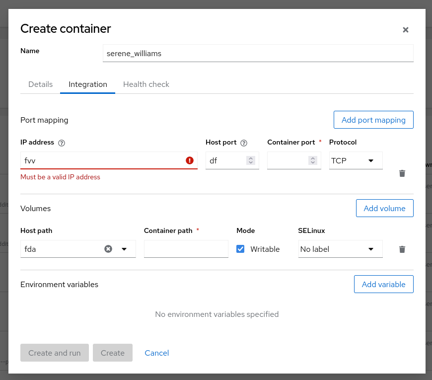 Few issues with Container create validation · Issue #1459 · cockpit-project/cockpit-podman · GitHub