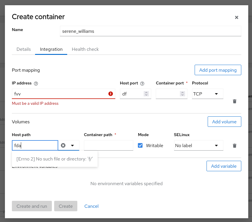 Few issues with Container create validation · Issue #1459 · cockpit-project/cockpit-podman · GitHub