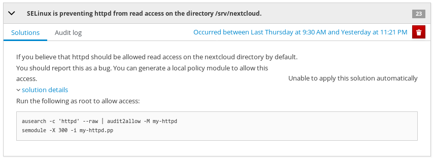 selinux: improper formatting in manual solutions · Issue #8596 · cockpit-project/cockpit · GitHub