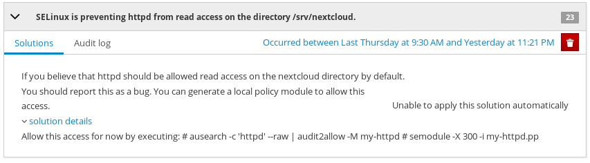 selinux: improper formatting in manual solutions · Issue #8596 · cockpit-project/cockpit · GitHub