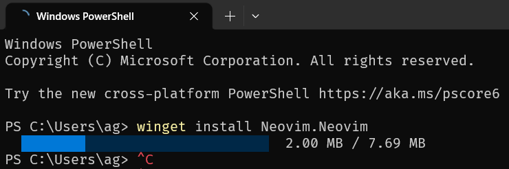 Progress doesnt get reset even if I cancel (ctrl+c) while using winget to install any package ...
