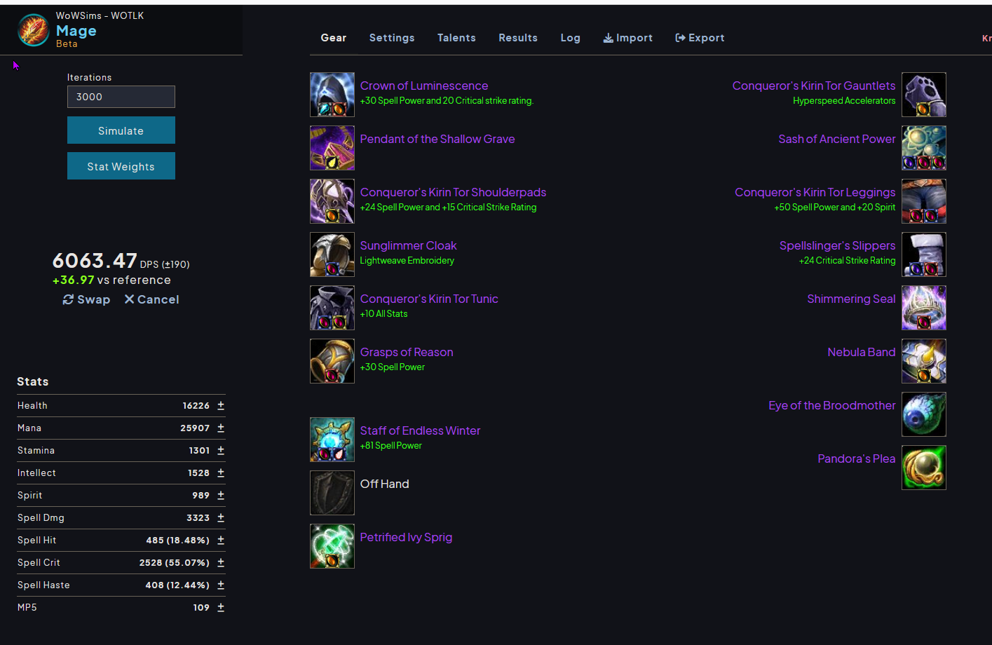 BUG Hit Rating Mage - TTW spec · Issue #2872 · wowsims/wotlk · GitHub