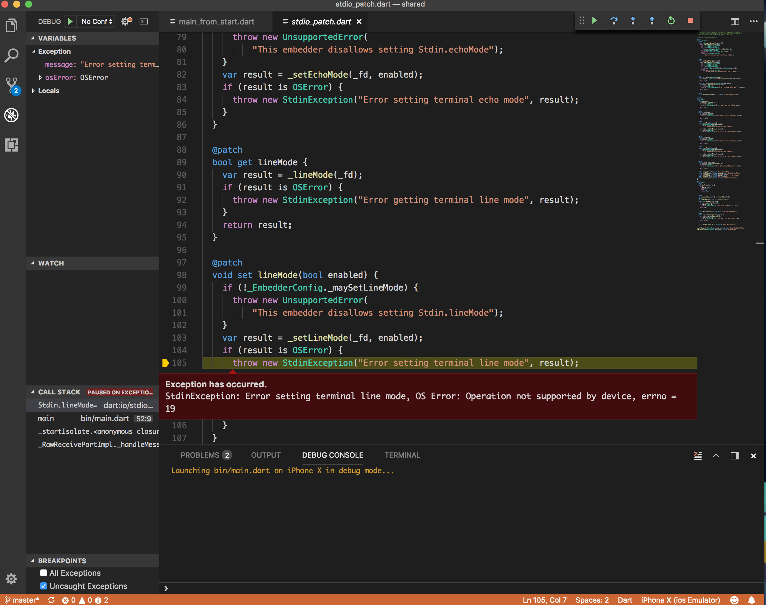 StdinExceptions occurring with starting/restarting flutter apps · Issue ...