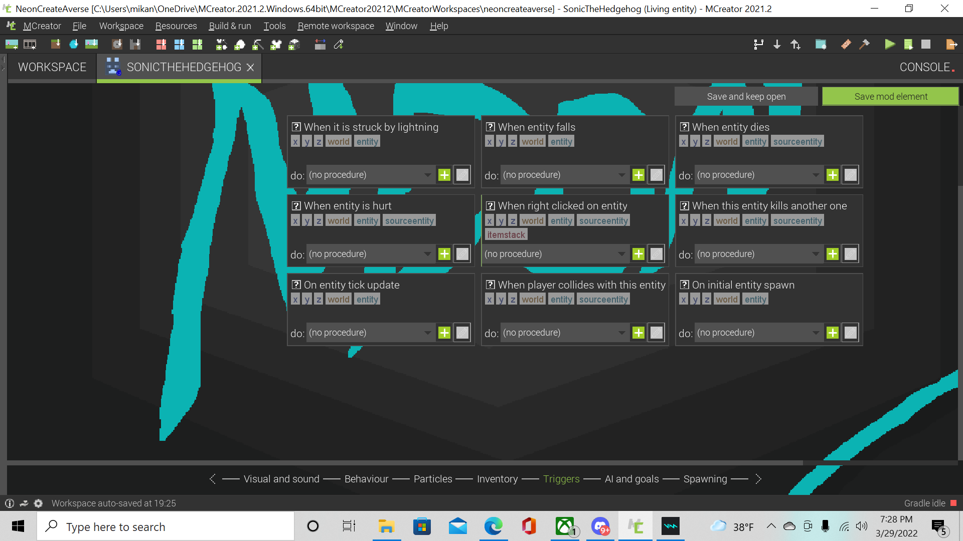 there's been an error when run the client after putting a custom entity ...
