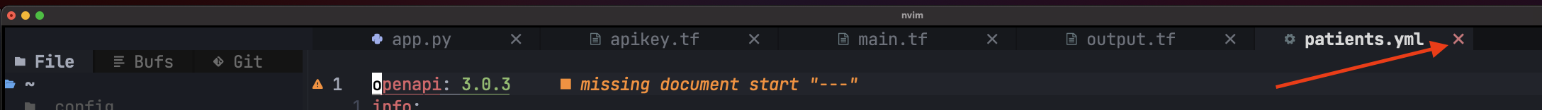 Astronvim exits when I try to close a currently viewing file by clicking on 'x' icon on the file ...
