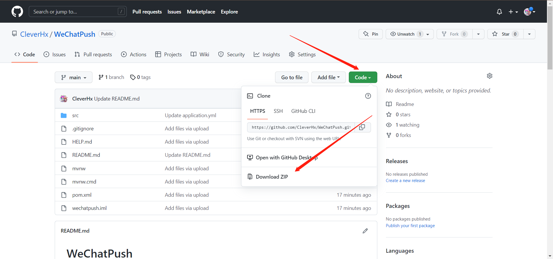GitHub - CleverHx/WeChatPush
