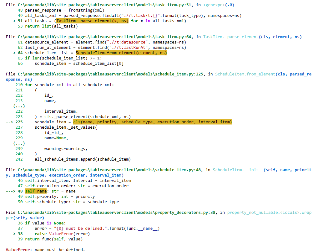 Server Tasks Valueerror Name Must Be Defined · Issue 1237 · Tableau Server Client Python · Github