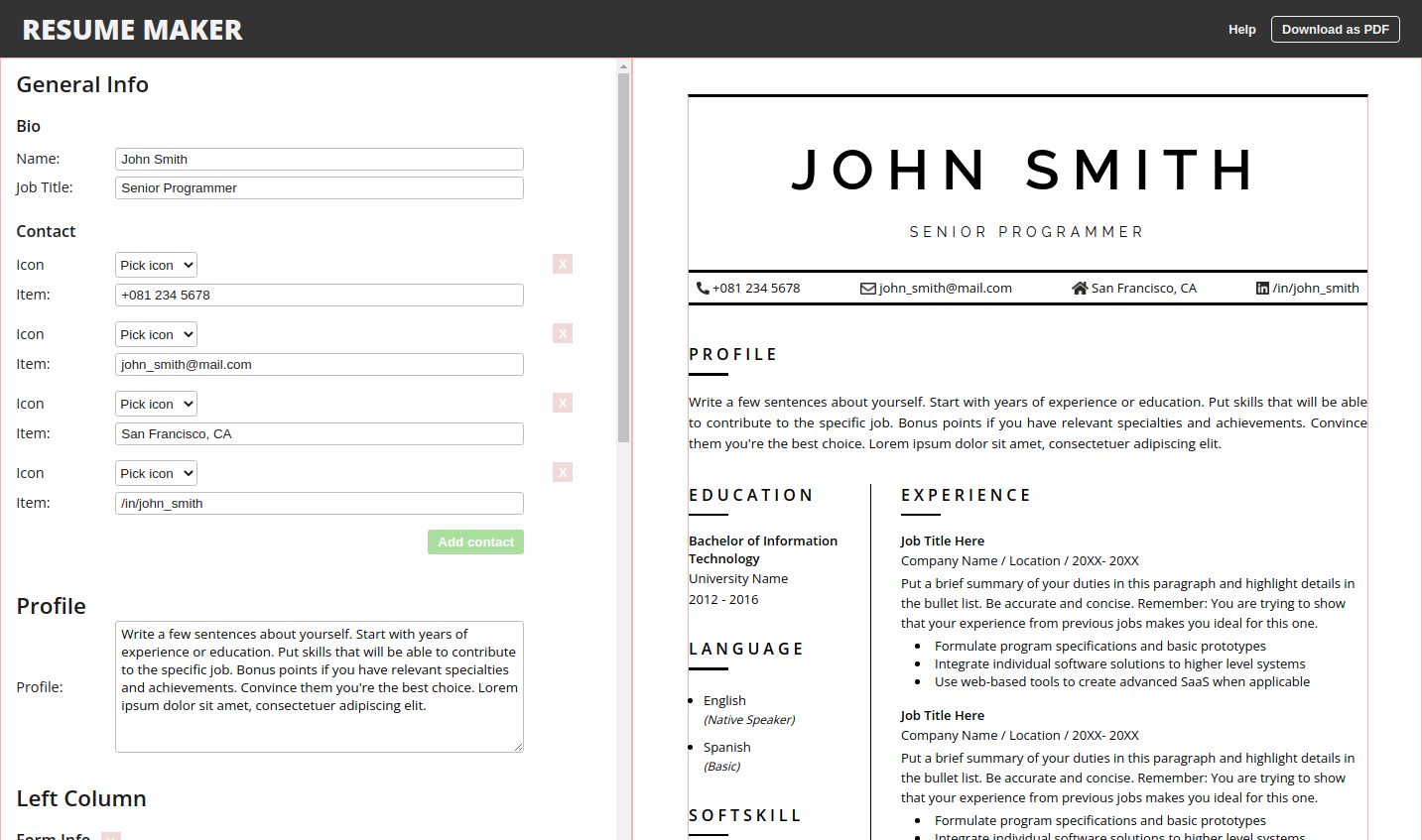 GitHub - alts9/resume-maker: A quick and easy way to create a ...