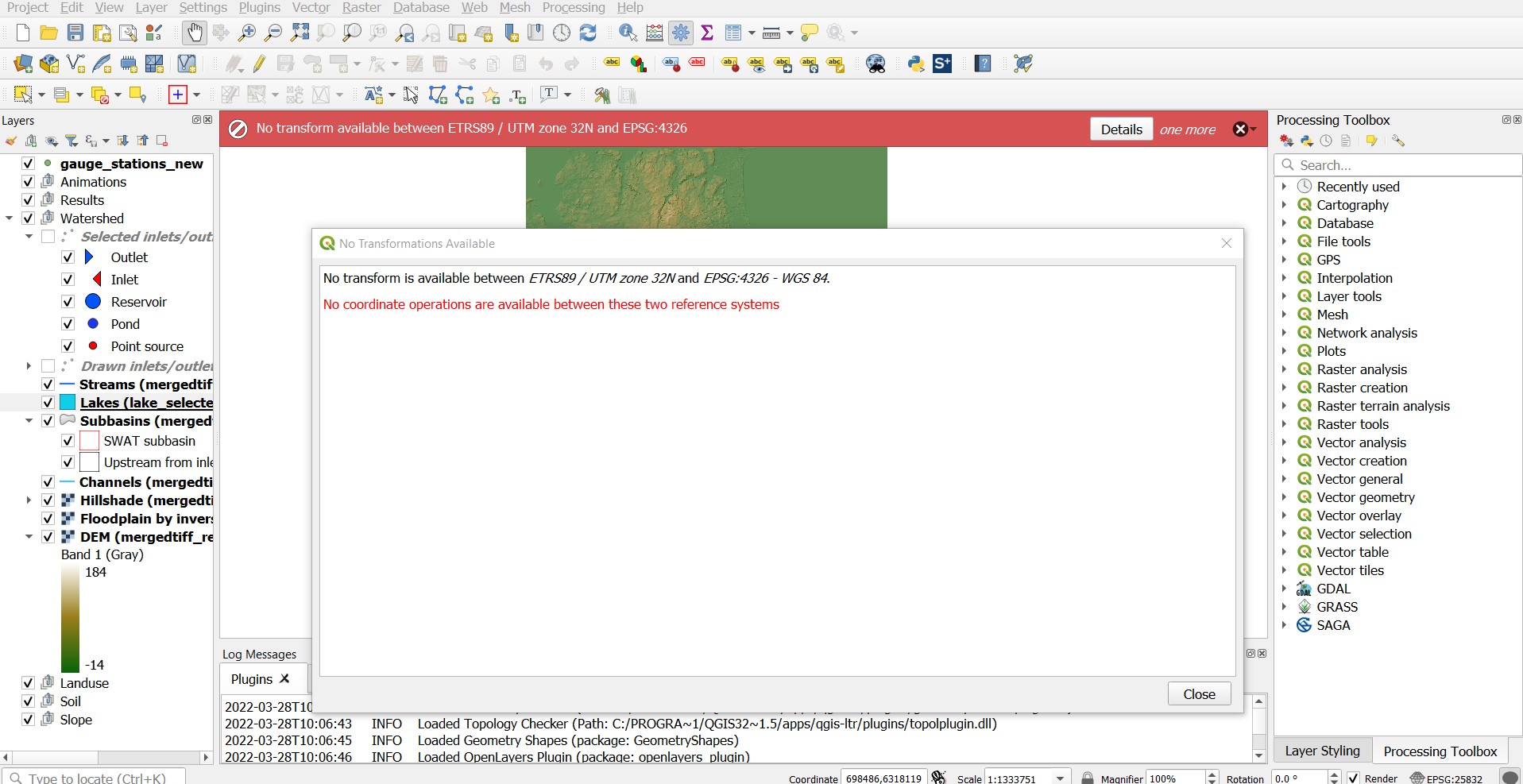 No transform is available after Update to QGIS 3.22.5 and GRASS 7.8.7 ...