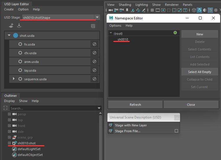 [MAYA-125054] USD layerEditor dropdown list doesn't update when renaming namespace. · Issue ...
